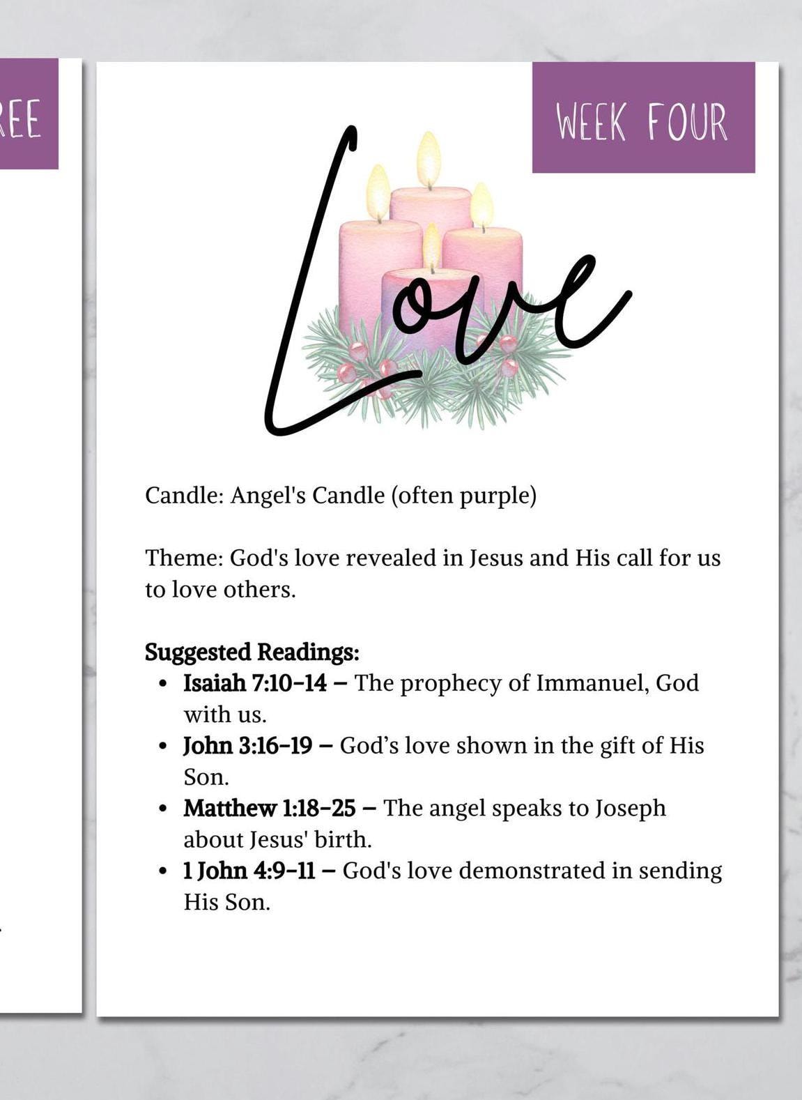 Advent Wreath Reading, Weekly Advent Scripture Cards, Advent Scripture ...