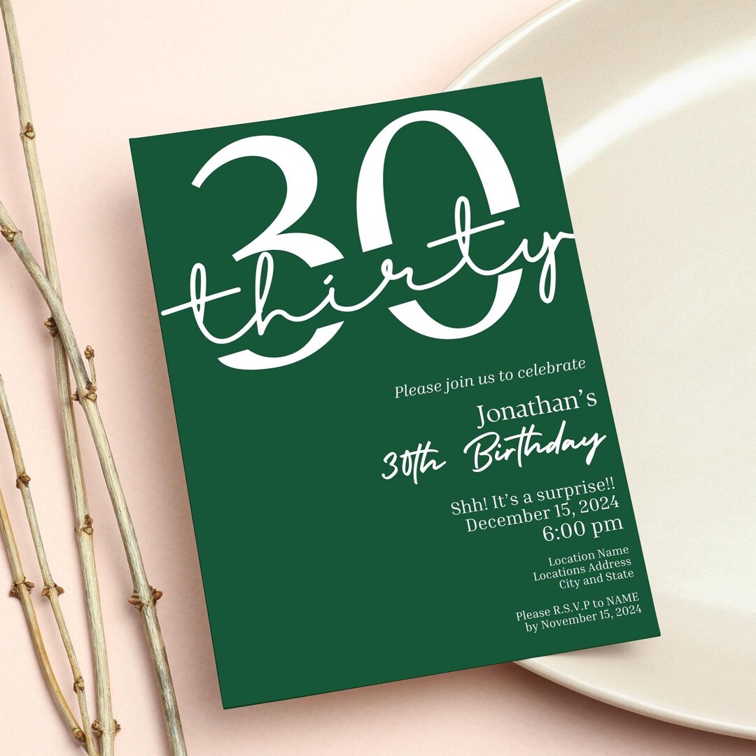 30th Birthday Invitation, Milestone Birthday Invitation, Canva Template ...