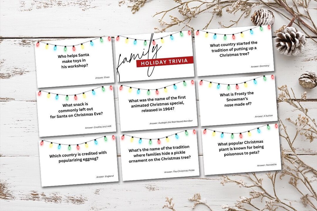 Holiday Trivia Game Printable, Family Trivia Games, Christmas Trivia ...