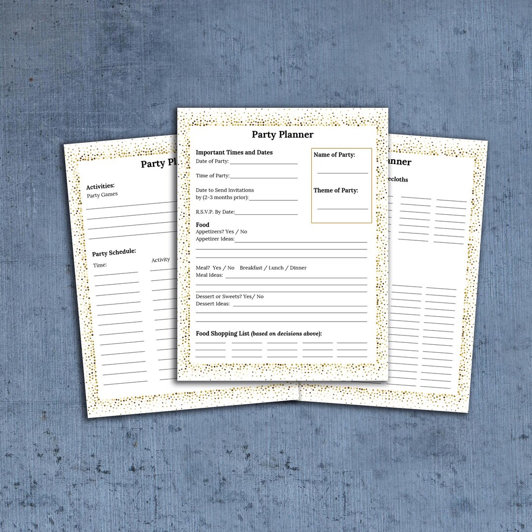 Simple Party Planner Worksheet, Party Planner Printable, Event Planner ...