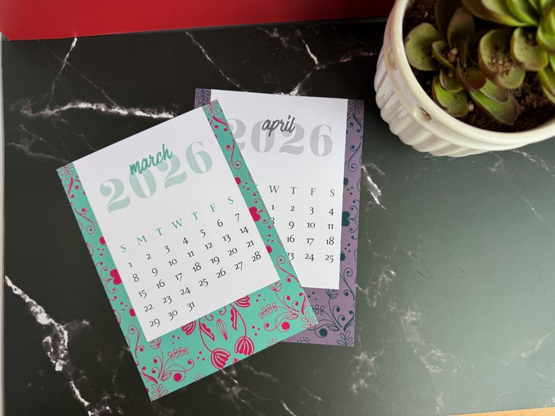 2026 Desktop Calendar, Monthly Calendar, Printed Calendar Inserts, 2026 ...