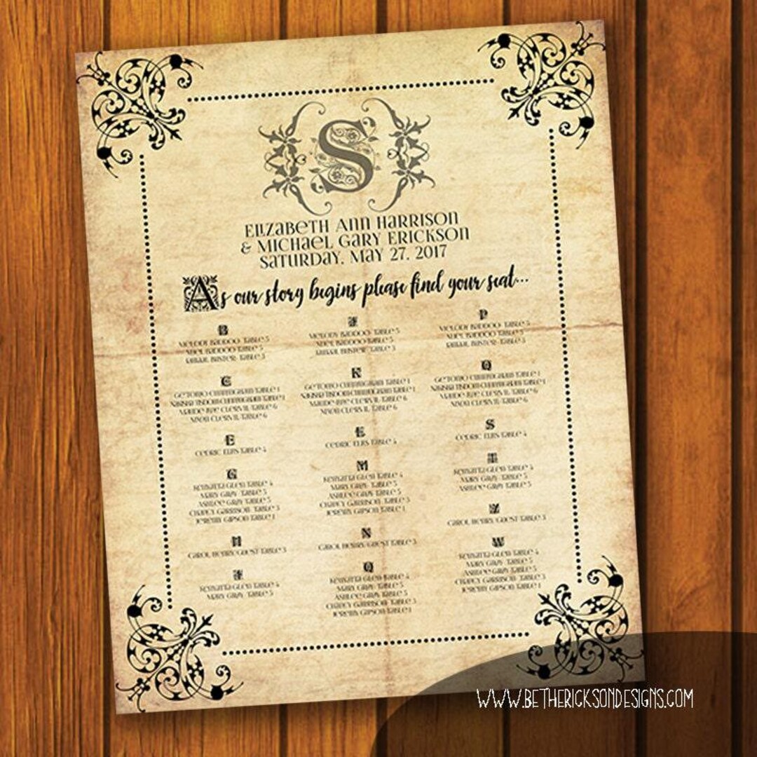 Story Book Seating Chart, Wedding Seating Chart Sign, Seating Chart ...