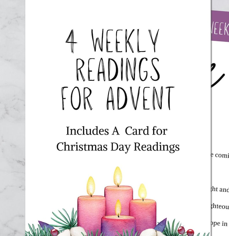 Advent Wreath Reading, Weekly Advent Scripture Cards, Advent Scripture ...
