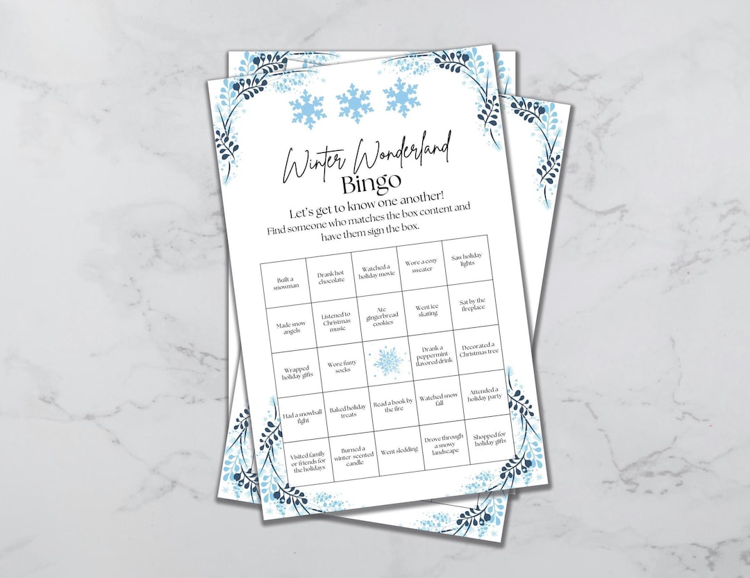 Winter Bingo Cards, Winter Wonderland Bingo Game, Ice Breaker Bingo ...