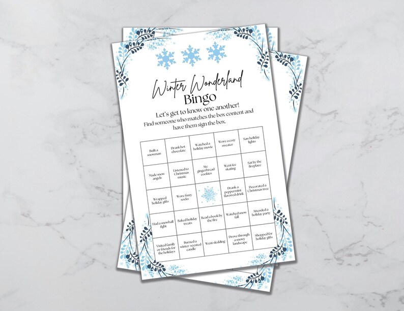 Winter Bingo Cards, Winter Wonderland Bingo Game, Ice Breaker Bingo ...