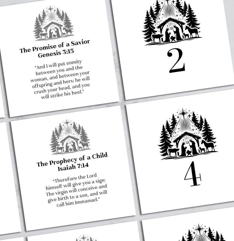 Advent Scripture Cards Printable, Printable Advent Verses, Christmas ...