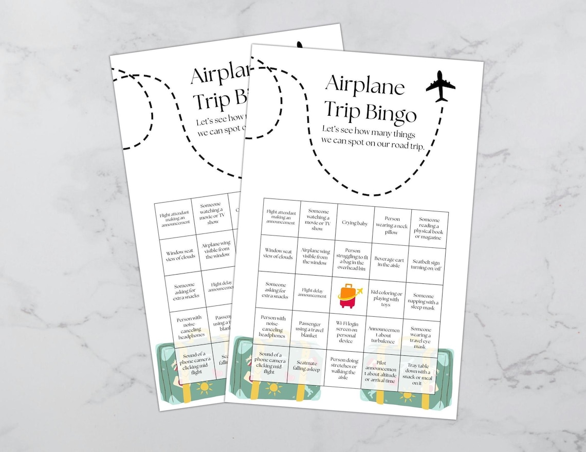 Travel Bingo Cards, Bingo Cards Printable, Bingo Cards for Kids, Kids ...