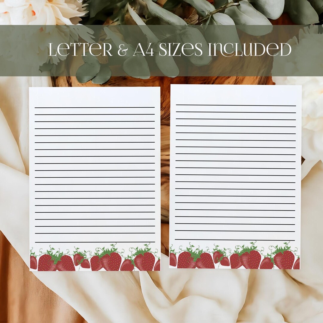 Strawberry Stationery, Printable Stationary Paper, Stationery Paper ...