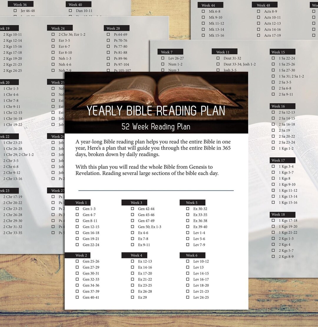 Yearly Bible Reading Plan Digital, Bible in A Year Plan, Mens Bible ...