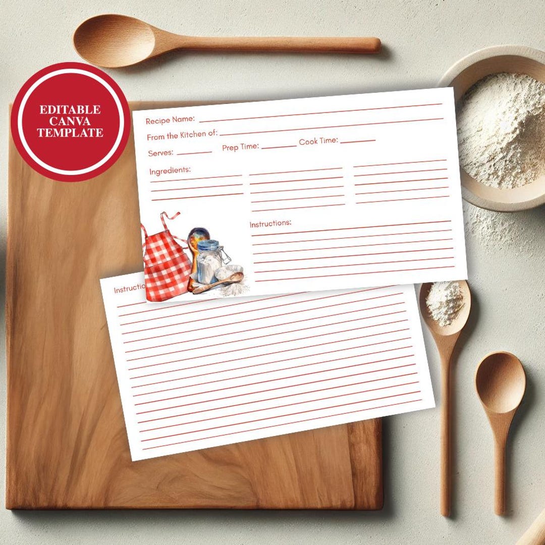 Simple Recipe Card, Recipe Card Canva Template, Recipe Card Template ...