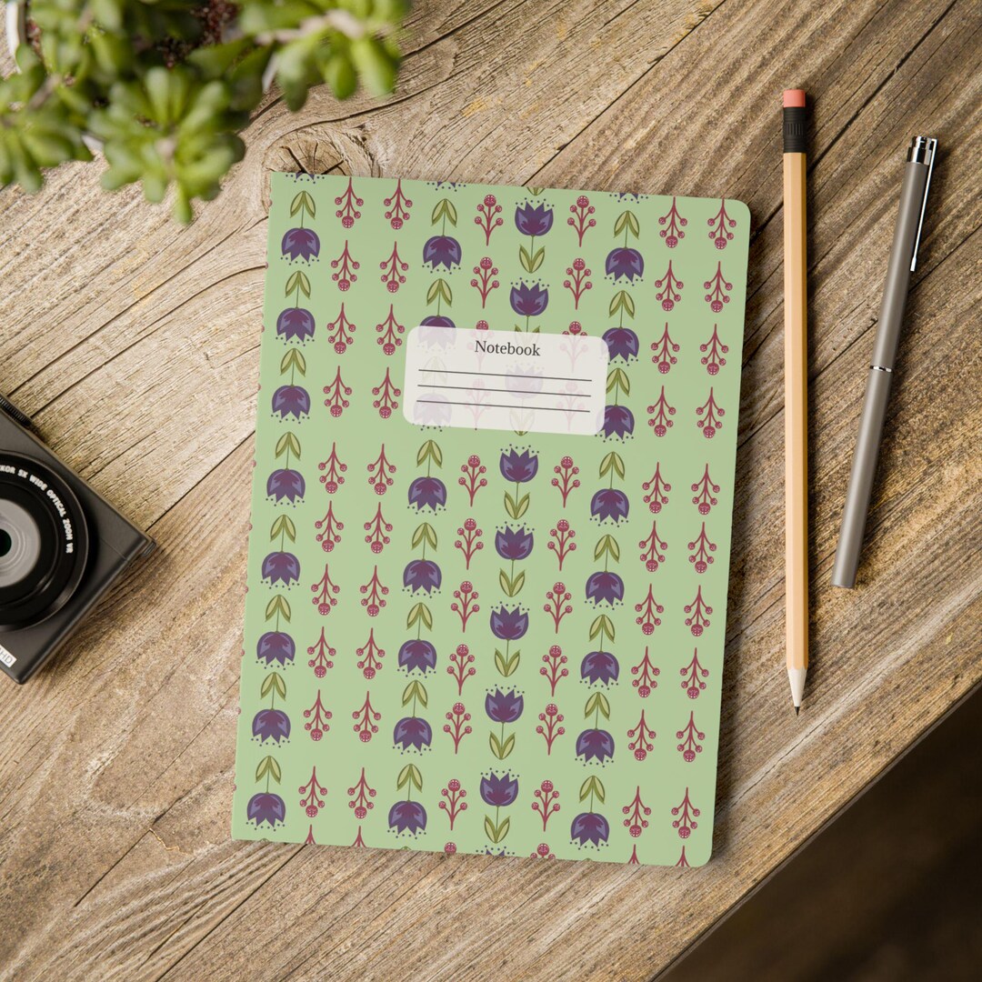 Scandinavian Journal, Sage Green, Soft Cover Journal, Floral Journal ...