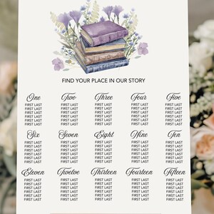 Wedding Seating Chart Template Printable, Book Seating Chart, Book ...