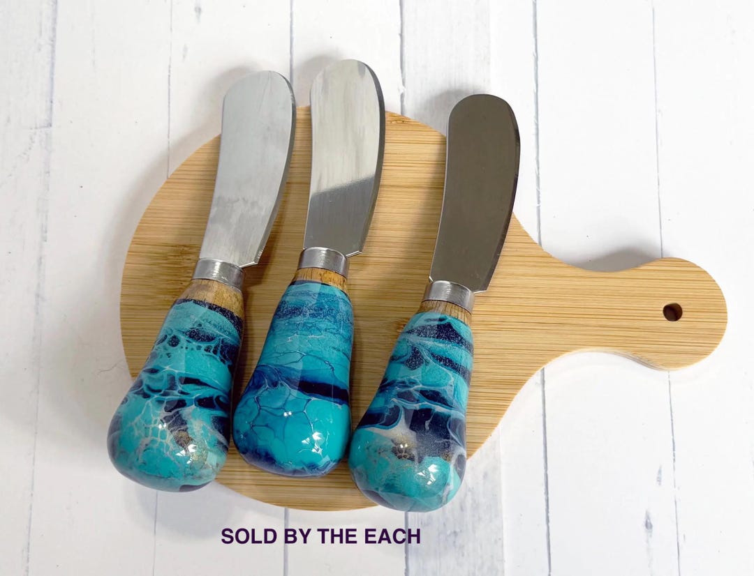 Cheese Knife Cute, Cheese Spreader, Hand Painted Cheese Knife Blue ...