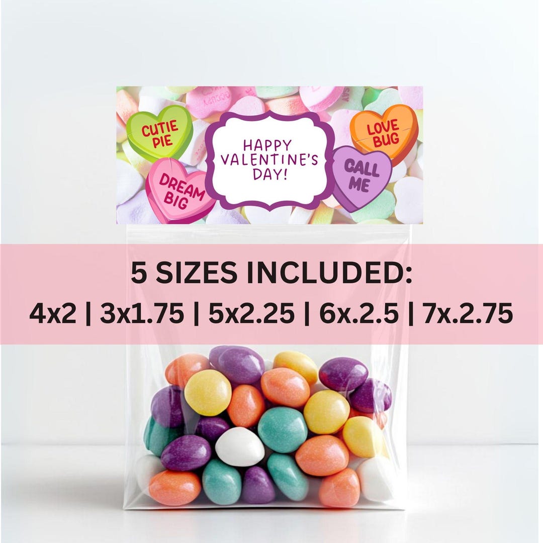 Valentines Day Treat Bag Toppers, Printable Treat Bag Topper, Treat Bag ...