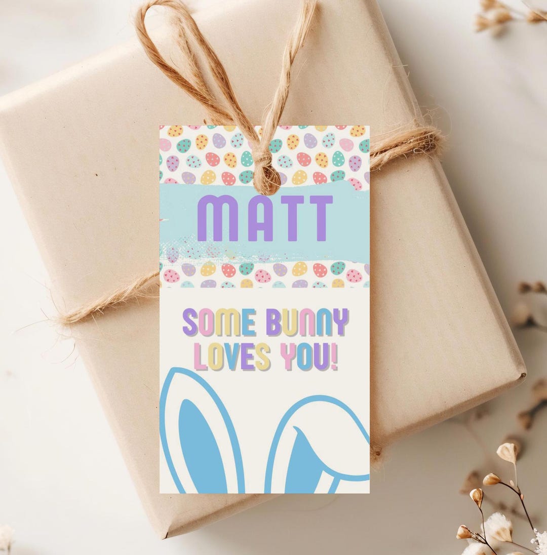 Easter Canva Gift Tag Template, Easter Basket Gift Tag, Personalized ...