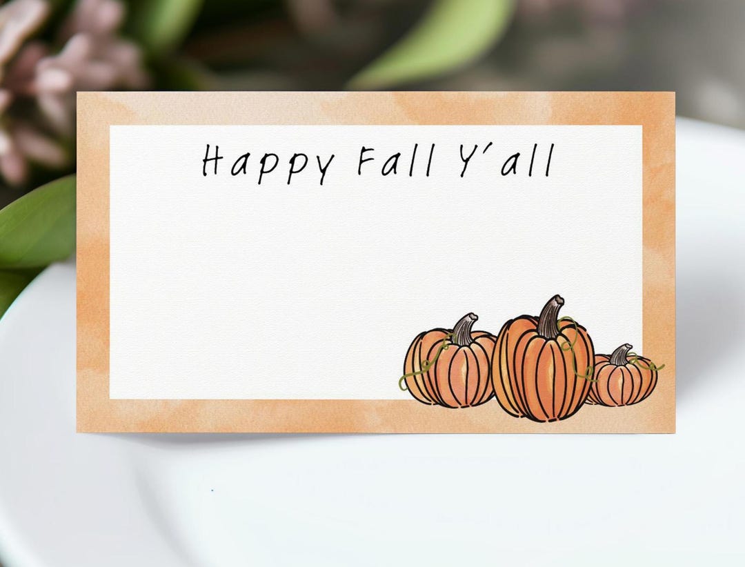 Happy Fall Place Card, Place Card Template Printable, Thanksgiving ...