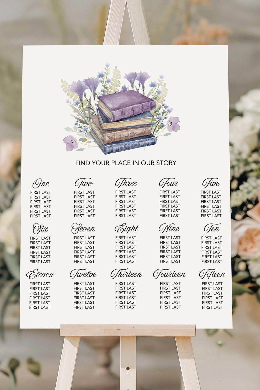 Wedding Seating Chart Template Printable, Book Seating Chart, Book ...