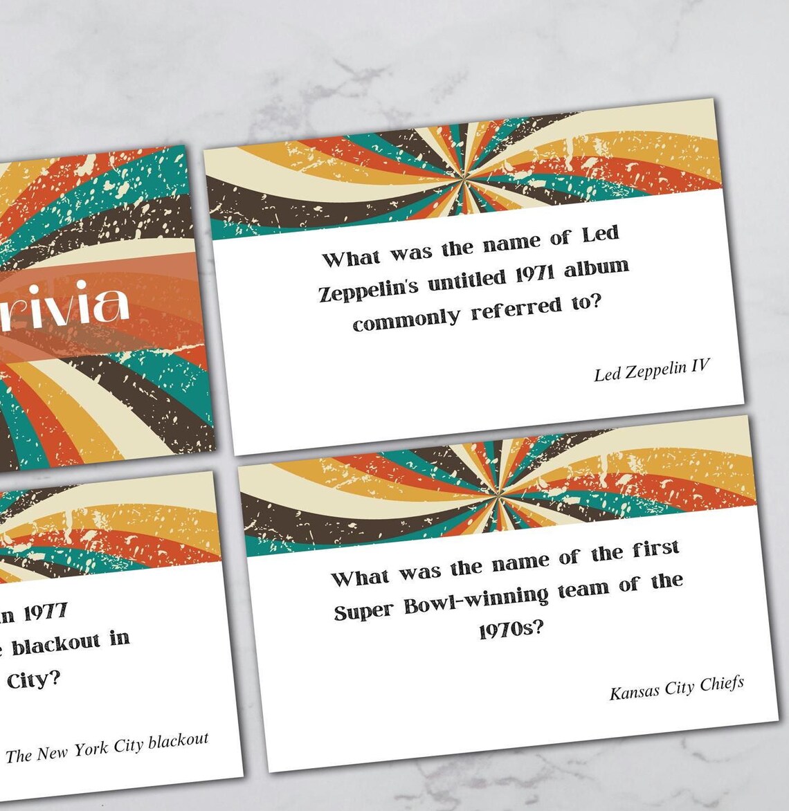 1970 Trivia Printable, Trivia Game Digital, Instant Download Trivia ...