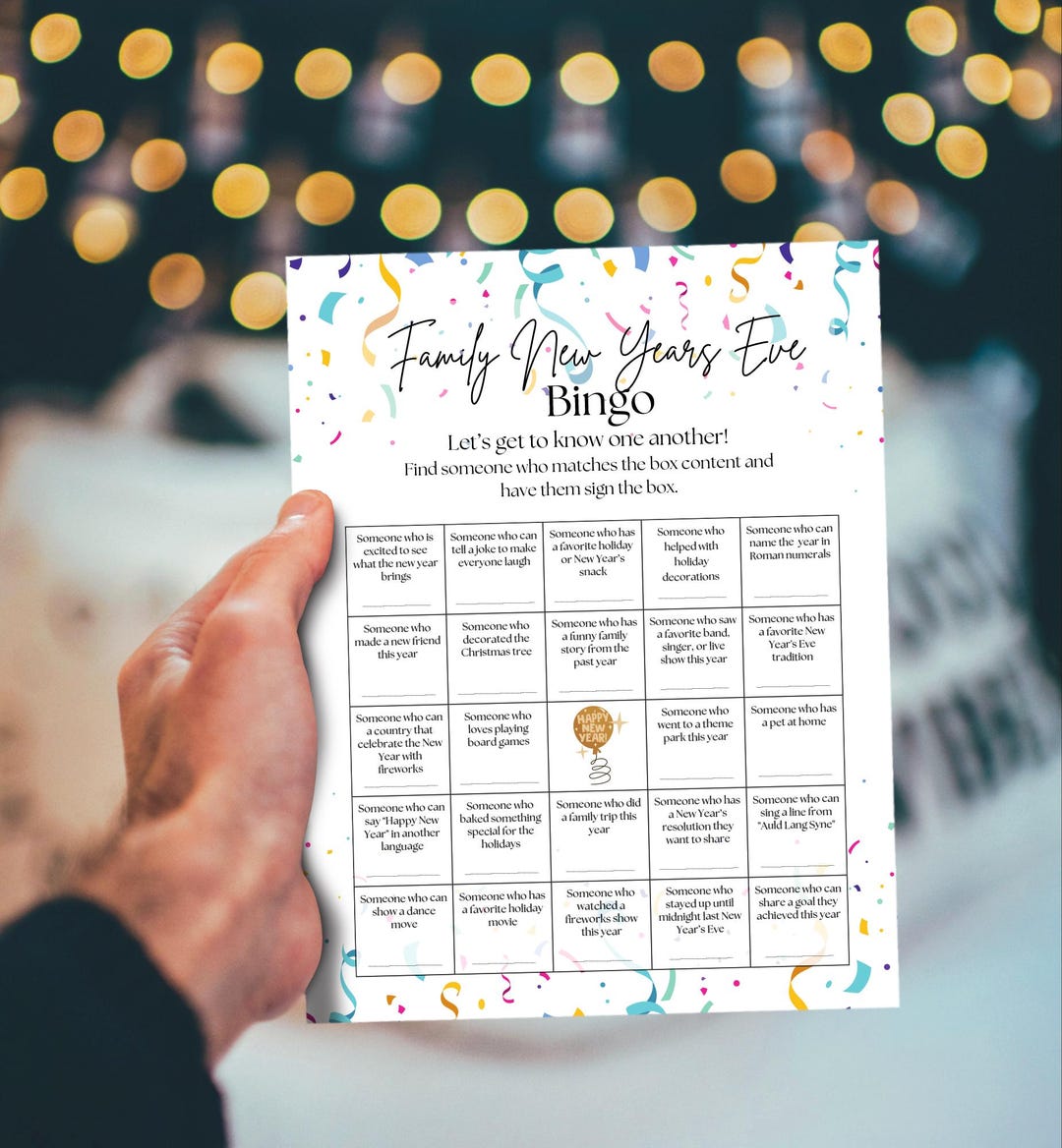 Mix and Mingle Bingo, New Years Eve Bingo, New Years Eve Party, Party ...