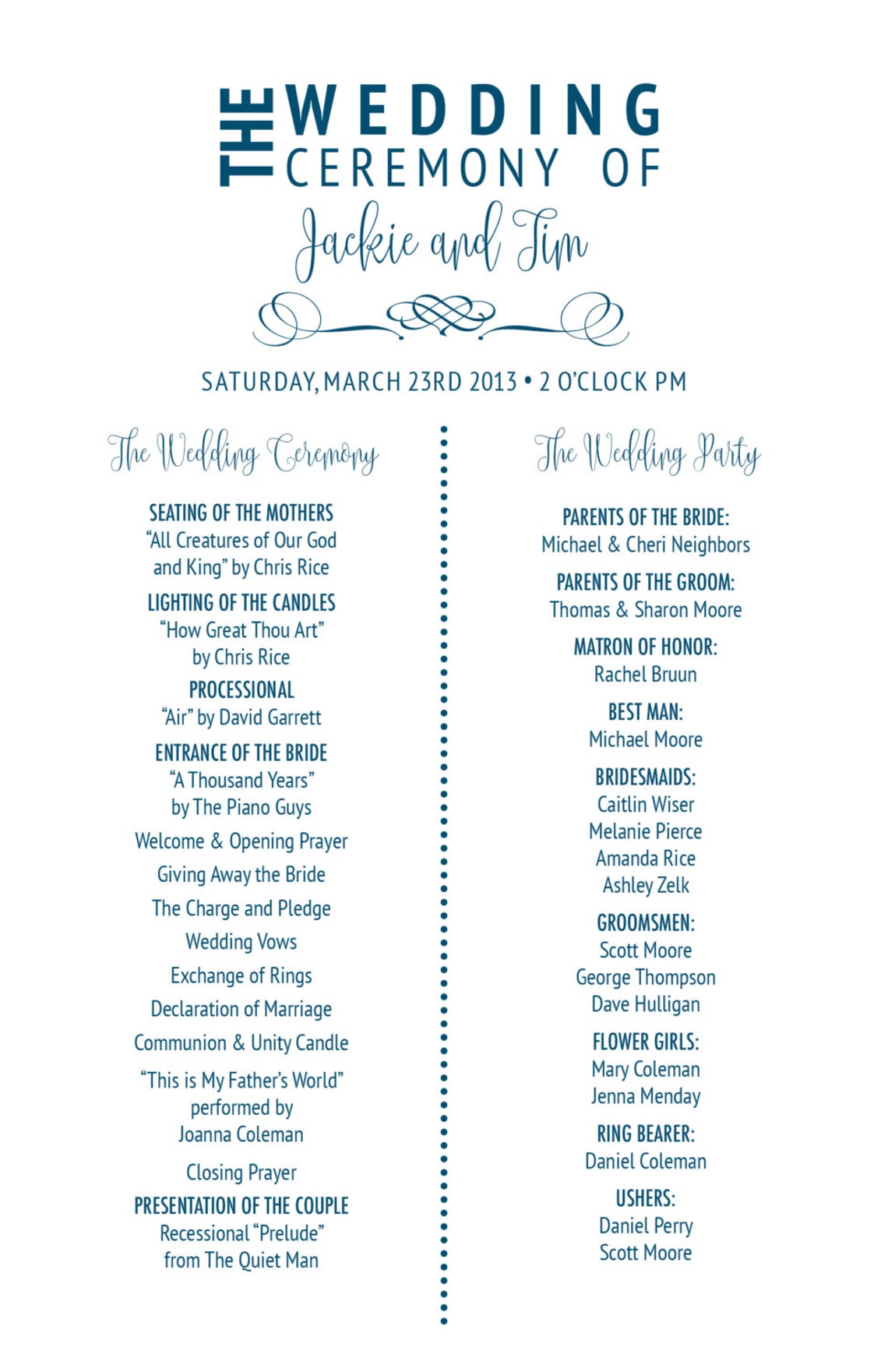 Traditional Wedding Program Wedding Ceremony Order Of Etsy traditional-wedding-program-wedding-ceremony-order-of-etsy
