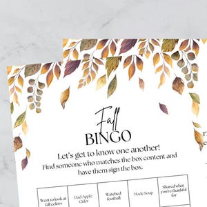 Fall Bingo Printable, Bingo Cards Printable, Mix and Mingle Bingo Cards ...