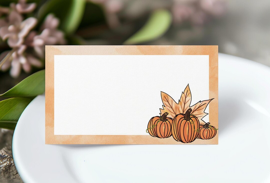 Thanksgiving Place Card Idea, Leaf Place Card Printable, Fall Pumpkin ...