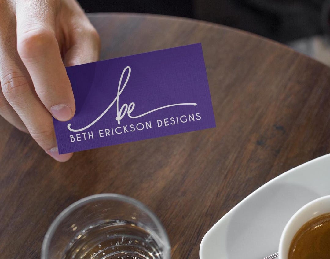 Purple Business Card Template, Business Card Template Canva, Double ...