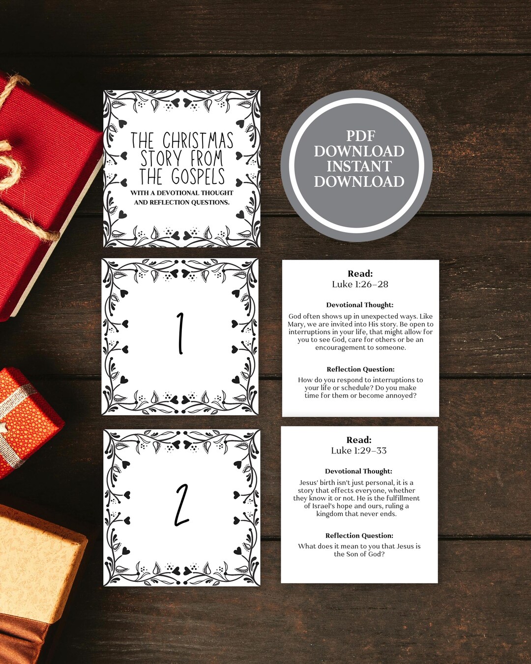 Advent Scripture Cards for Kids, Christmas Countdown, Devotional ...