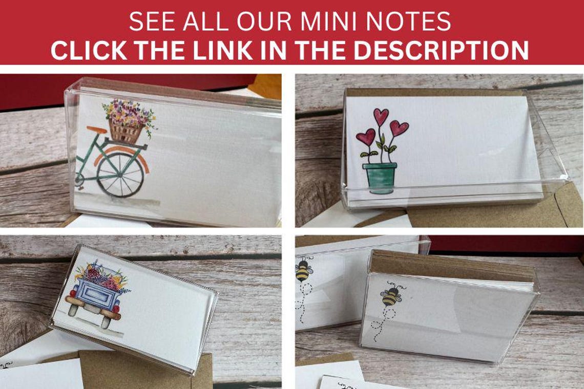 Mini Enclosure Cards With Envelopes, Floral Mini Note Card, Flower Note ...