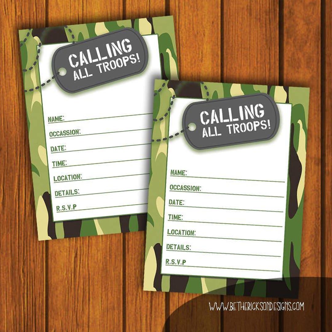 Fill in the Blank Invitations, Camo Birthday Invitation, Printable ...