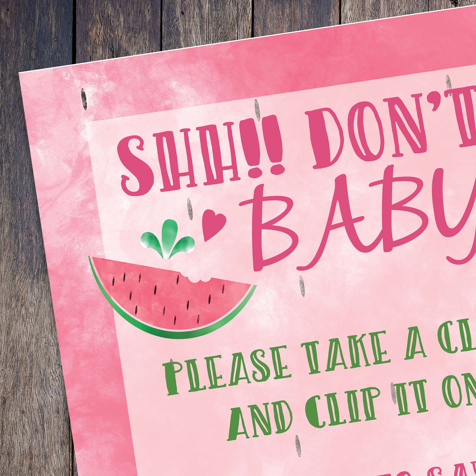 Watermelon Baby Shower Sign / Game Sign / 8x10 / Shh | Etsy