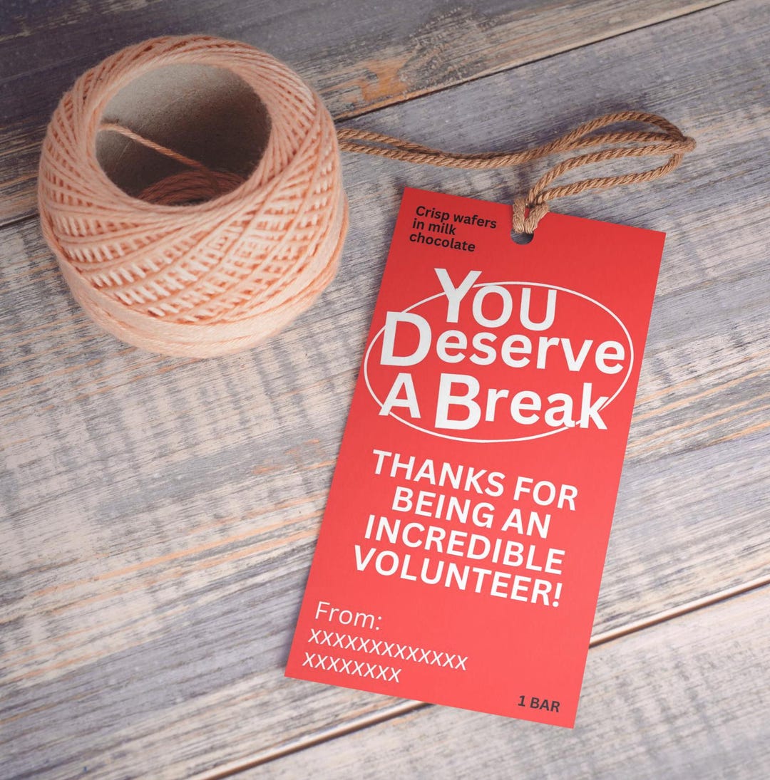 Thank You Volunteer Printable, Canva Tag Template, Thank You Candy Tag ...