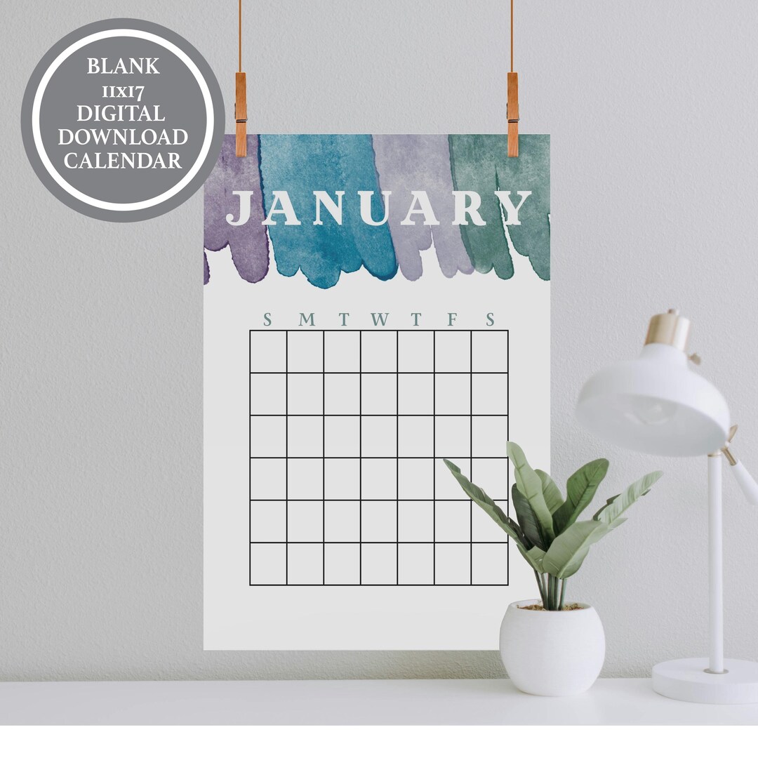 Monthly Blank Calendar, Wall Monthly Calendar Fill In, Blank Printable ...