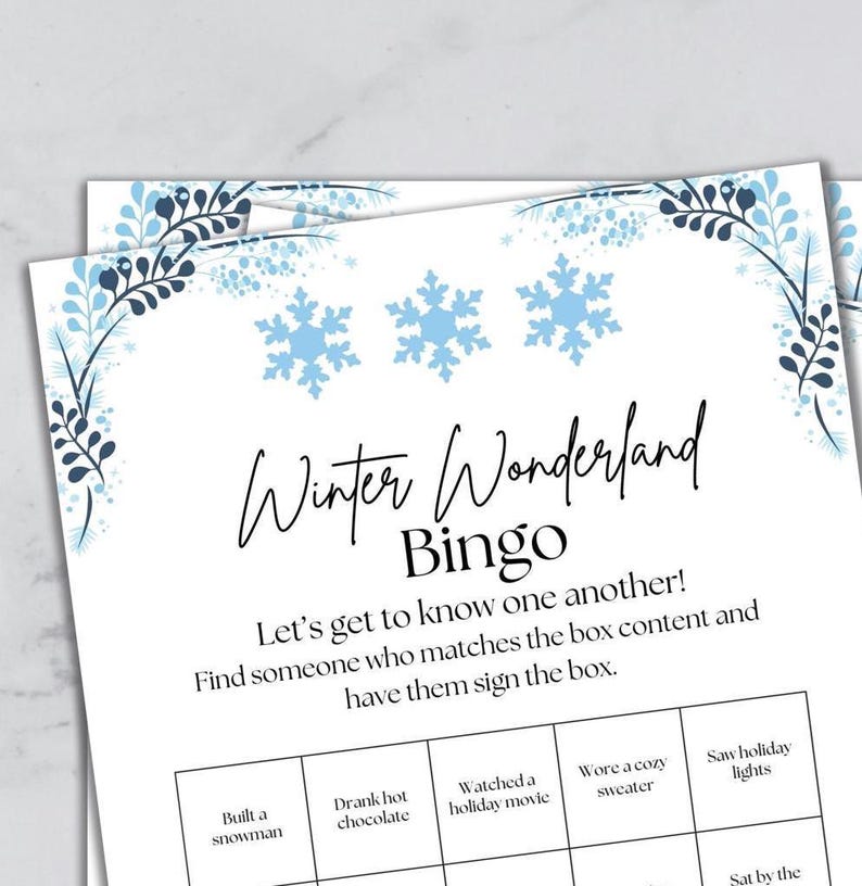 Winter Bingo Cards, Winter Wonderland Bingo Game, Ice Breaker Bingo ...