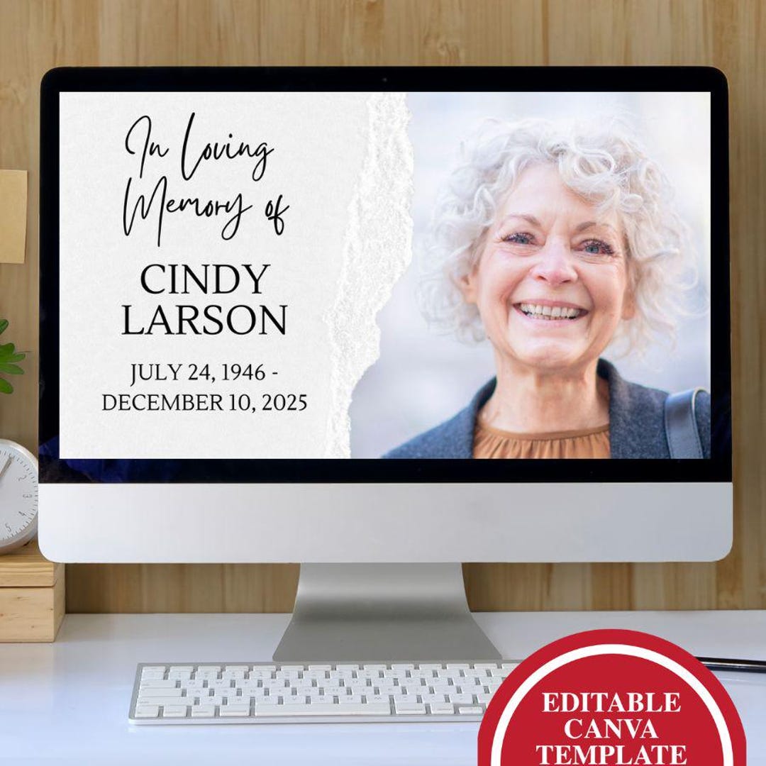 In Loving Memory Editable Canva, Celebration of Life Slideshow Canva ...