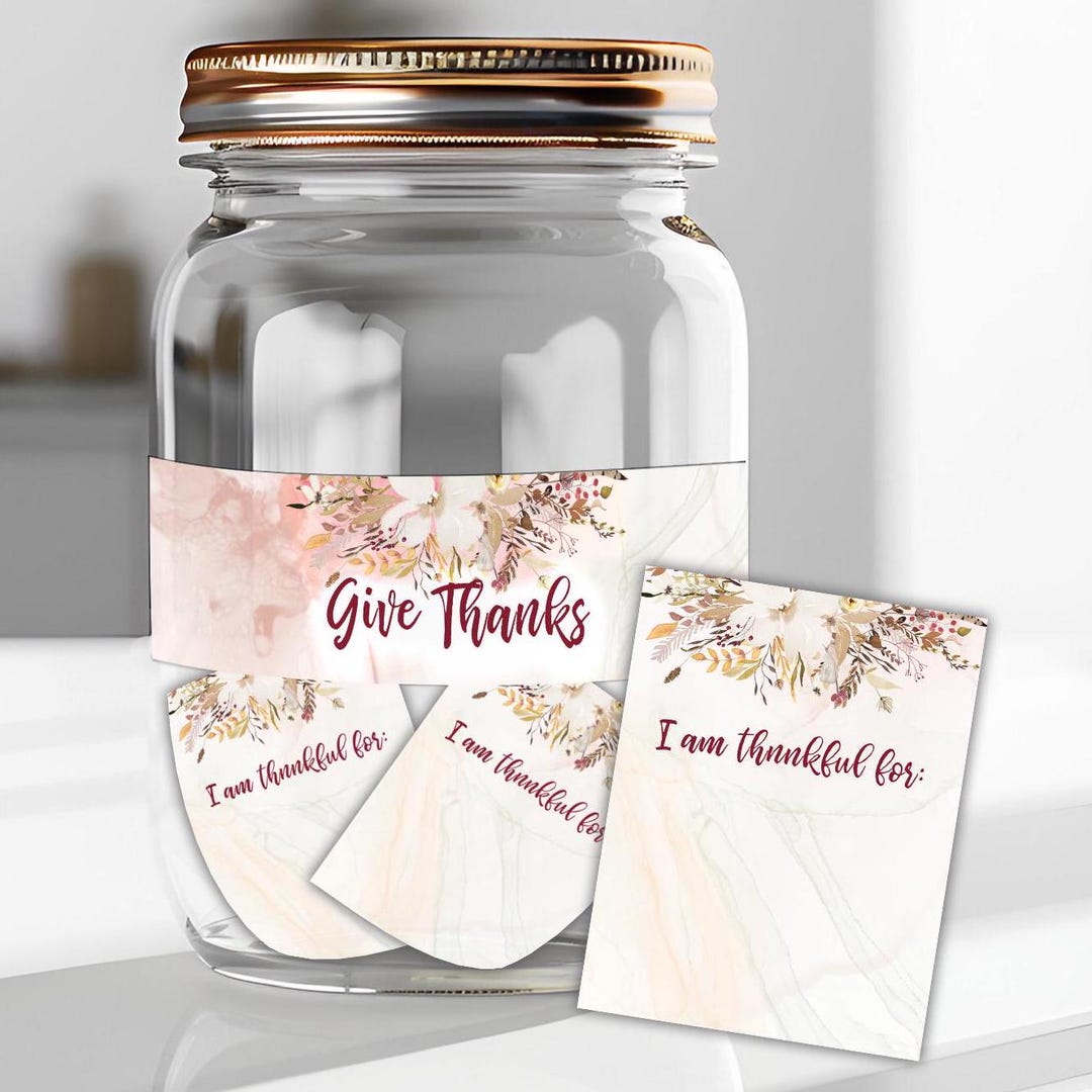 Gratitude Cards Printable, Gratitude Jar Printable, Thanksgiving Jar ...