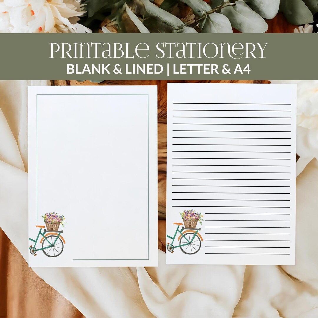 Digital Writing Paper, Printable Stationary Paper, Watercolor ...