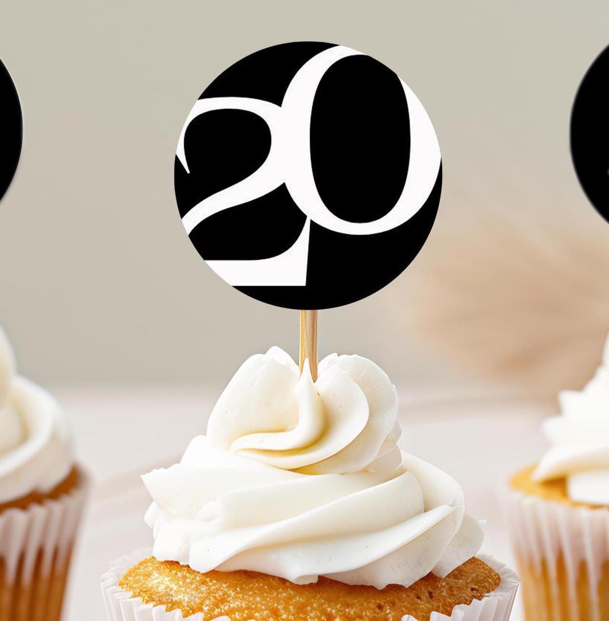Cupcake Topper Template, Milestone Cake Topper, 20th Birthday Cupcake ...