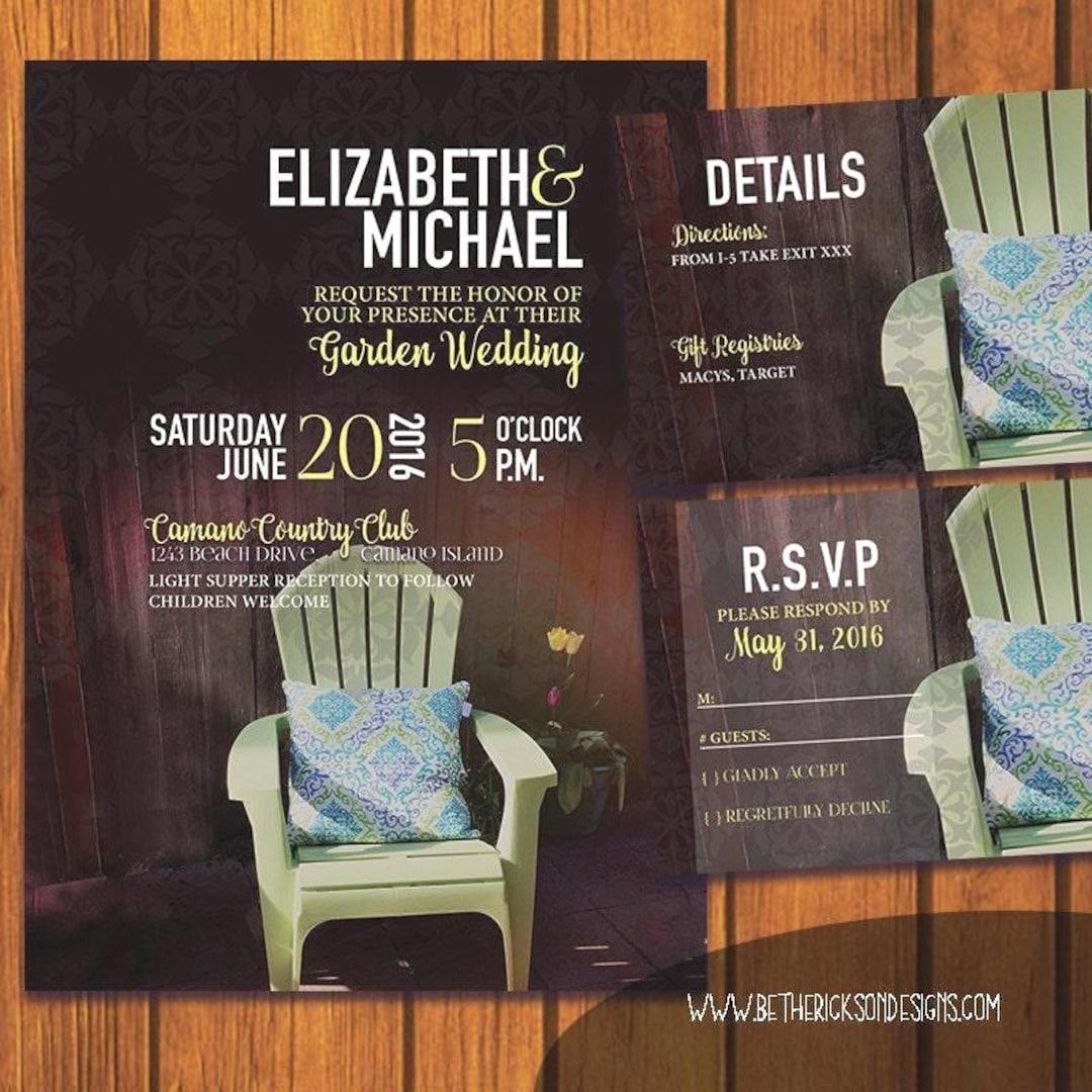 Backyard Wedding Invitation, Digital Wedding Invitation, Garden Wedding ...