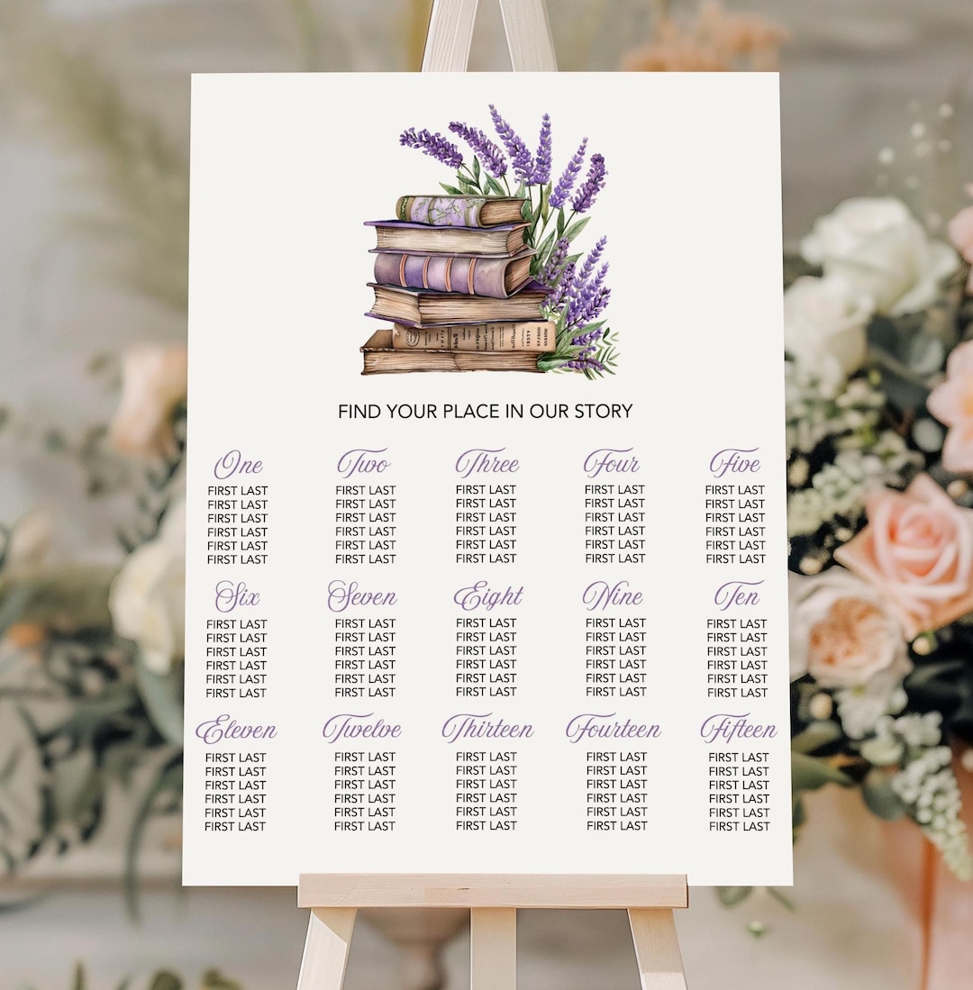 Book Seating Chart, Book Themed Seating Charts, Wedding Seating Chart ...