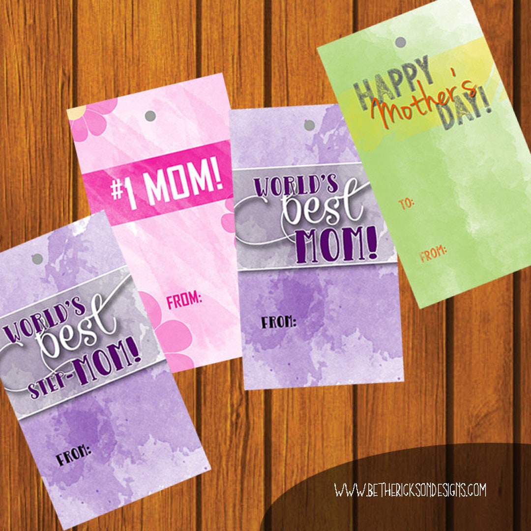 Mother's Day Gift Tags, Happy Mother's Day, Worlds Best Mom, Worlds ...