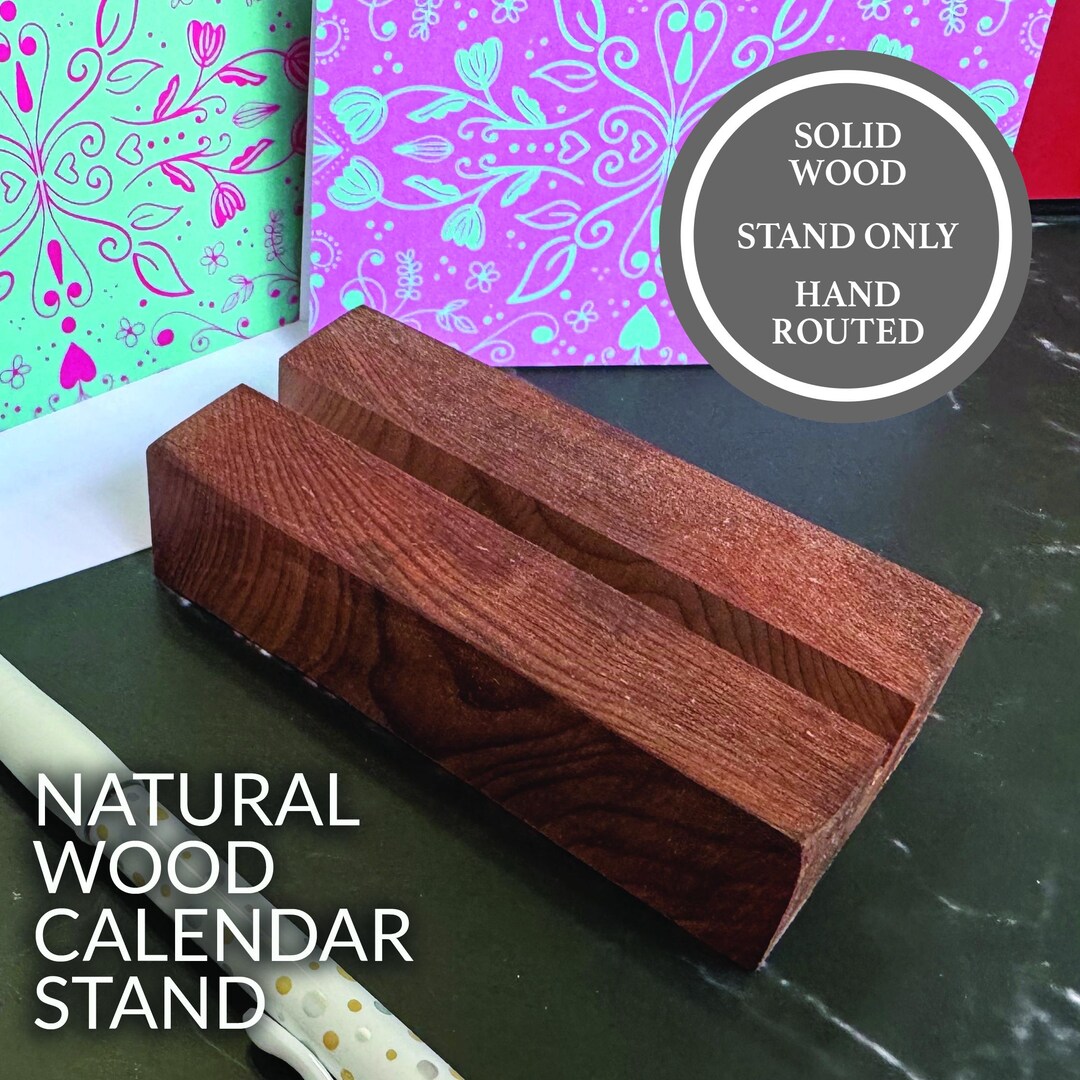 Wood Calendar Holder, Wood Block Stand, Wood Recipe Card Holder, Table ...