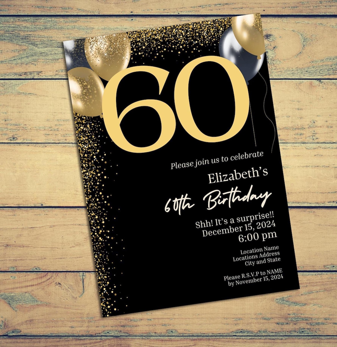 Milestone Birthday Invitation, 60th Birthday Invitation Template, Canva ...