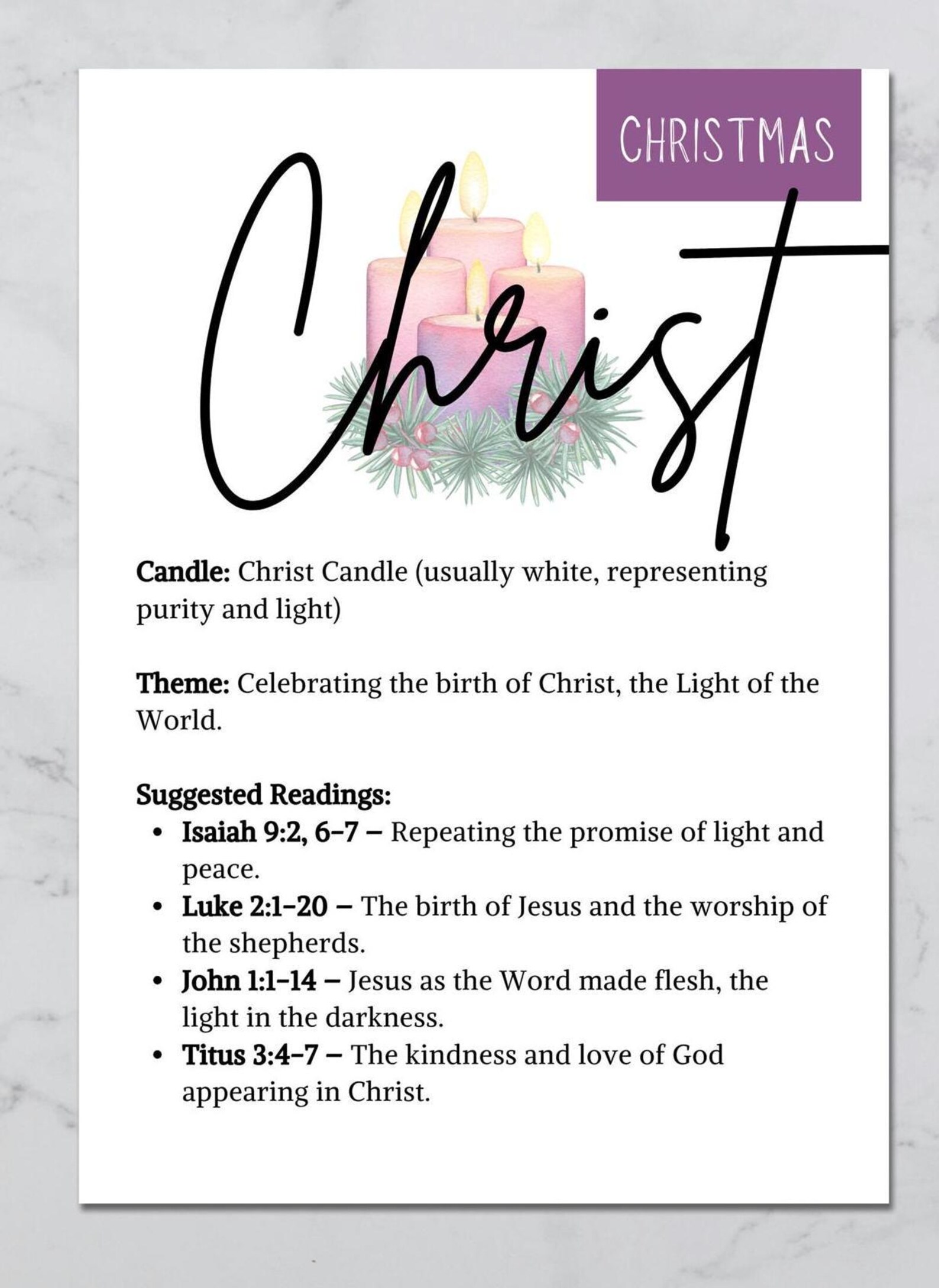 Advent Wreath Reading, Weekly Advent Scripture Cards, Advent Scripture ...