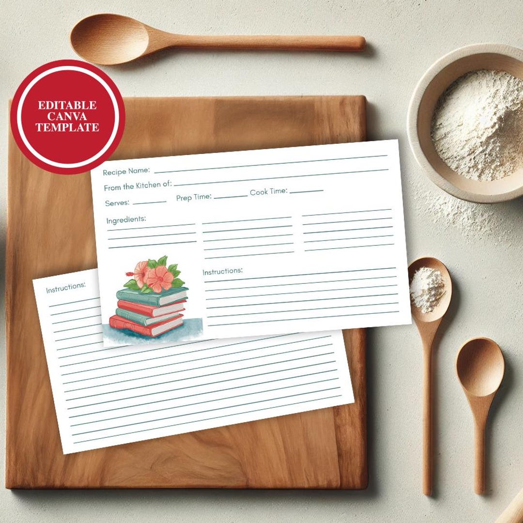 Recipe Card Template Printable, Simple Recipe Card, Recipe Card Canva ...
