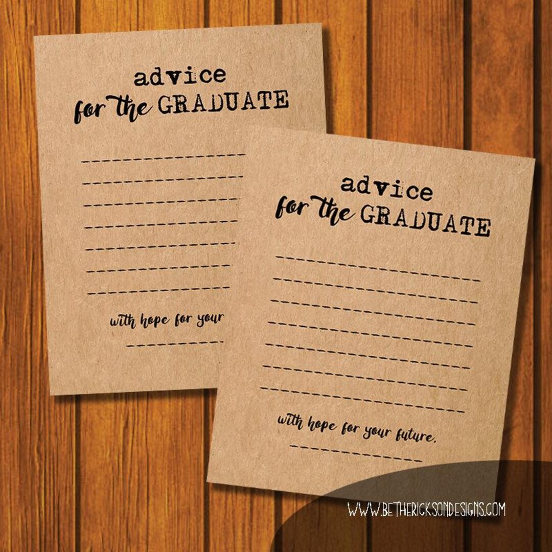 Graduation Advice Card, Graduation Advice and Wishes, Graduation Party ...