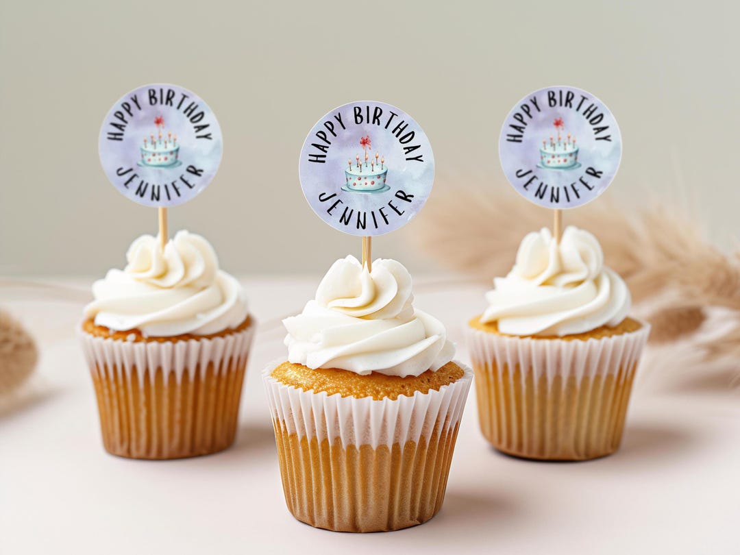 Birthday Cupcake Topper Printable, Blue Cupcake Topper Template ...