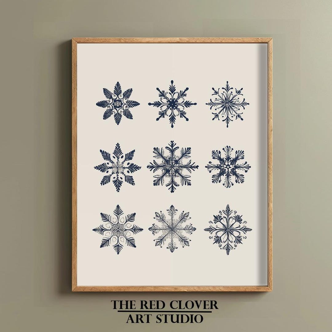 Vintage Snowflake Printable Christmas Decor Winter Wall Decor Neutral ...