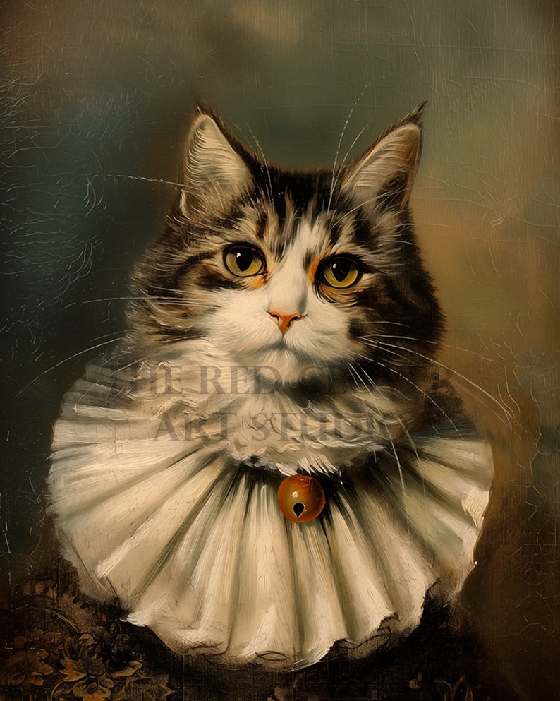 Elegant Persian Cat Digital Print Fantasy Cat Portrait Moody Painting ...