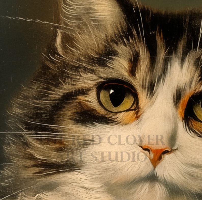 Elegant Persian Cat Digital Print Fantasy Cat Portrait Moody Painting ...